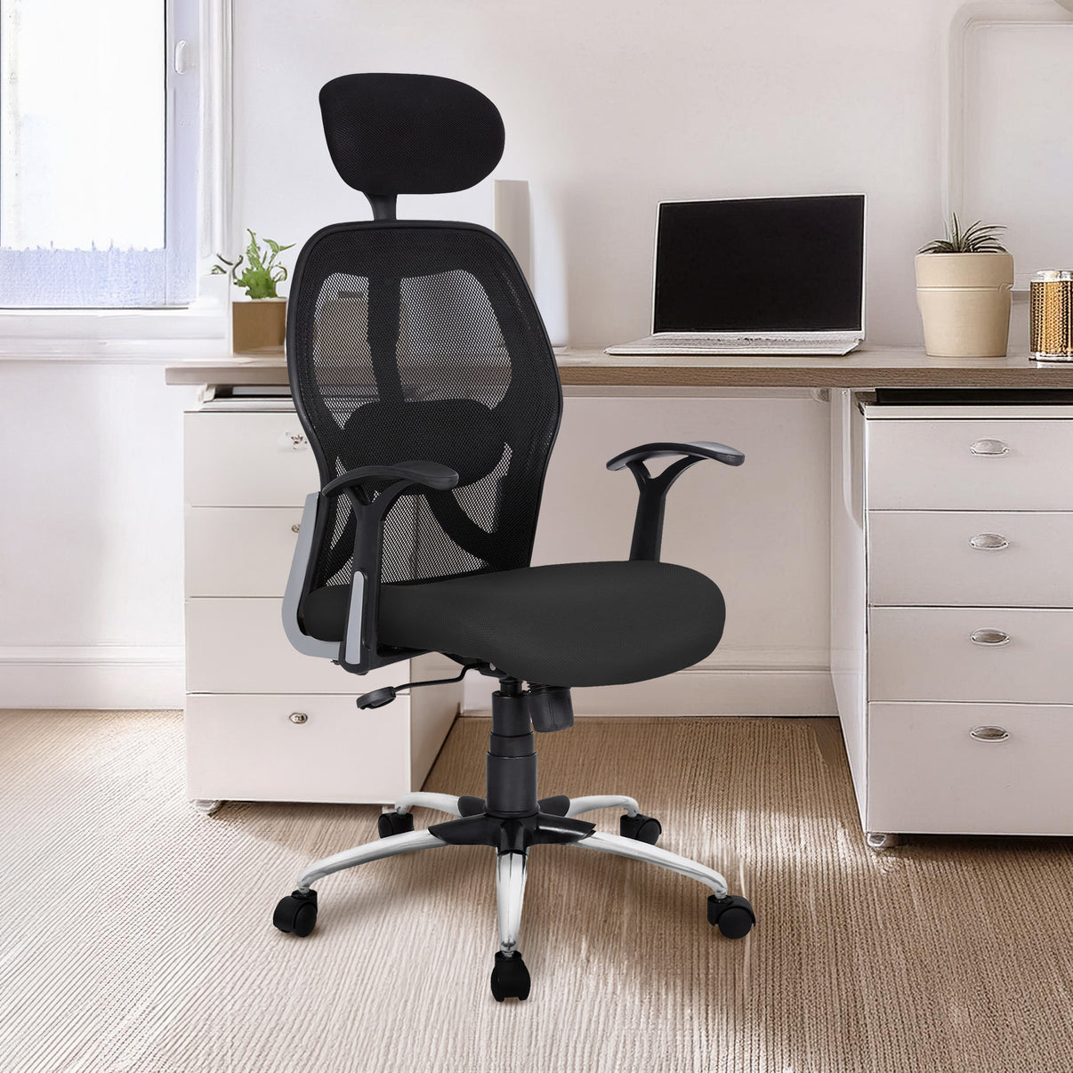 SAVYA HOME Apollo High-Back Alloy Steel Executive Office Chair [Black ...