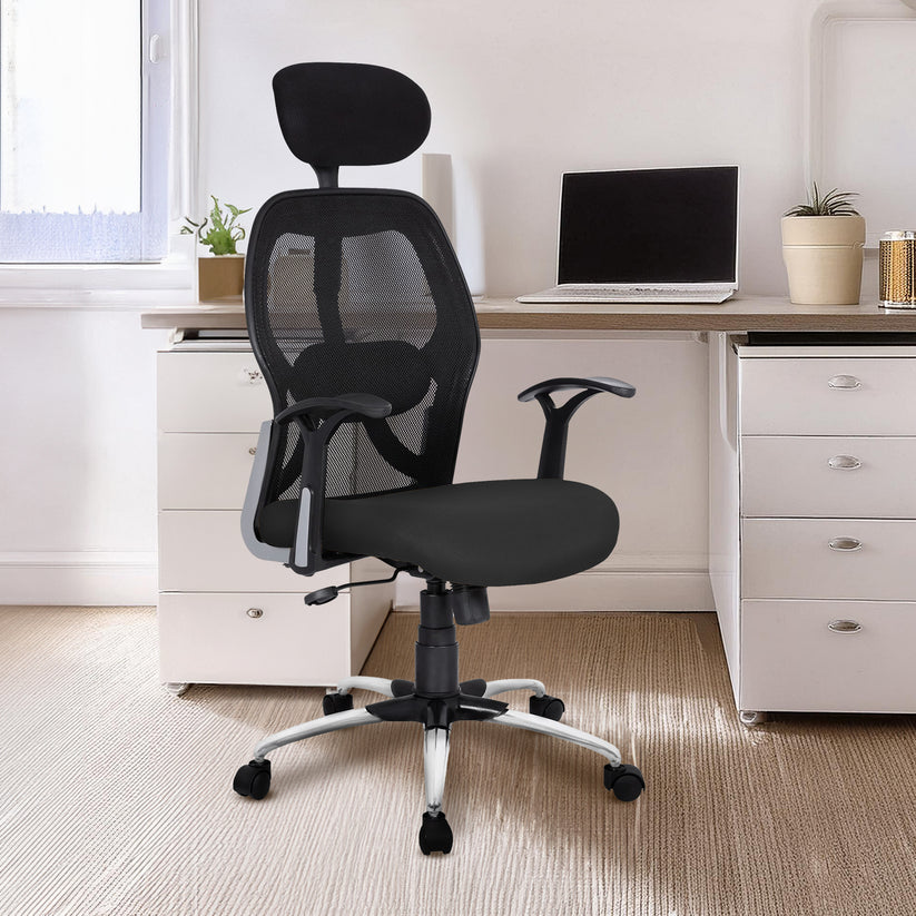 SAVYA HOME Apollo High-Back Alloy Steel Executive Office Chair [Black ...